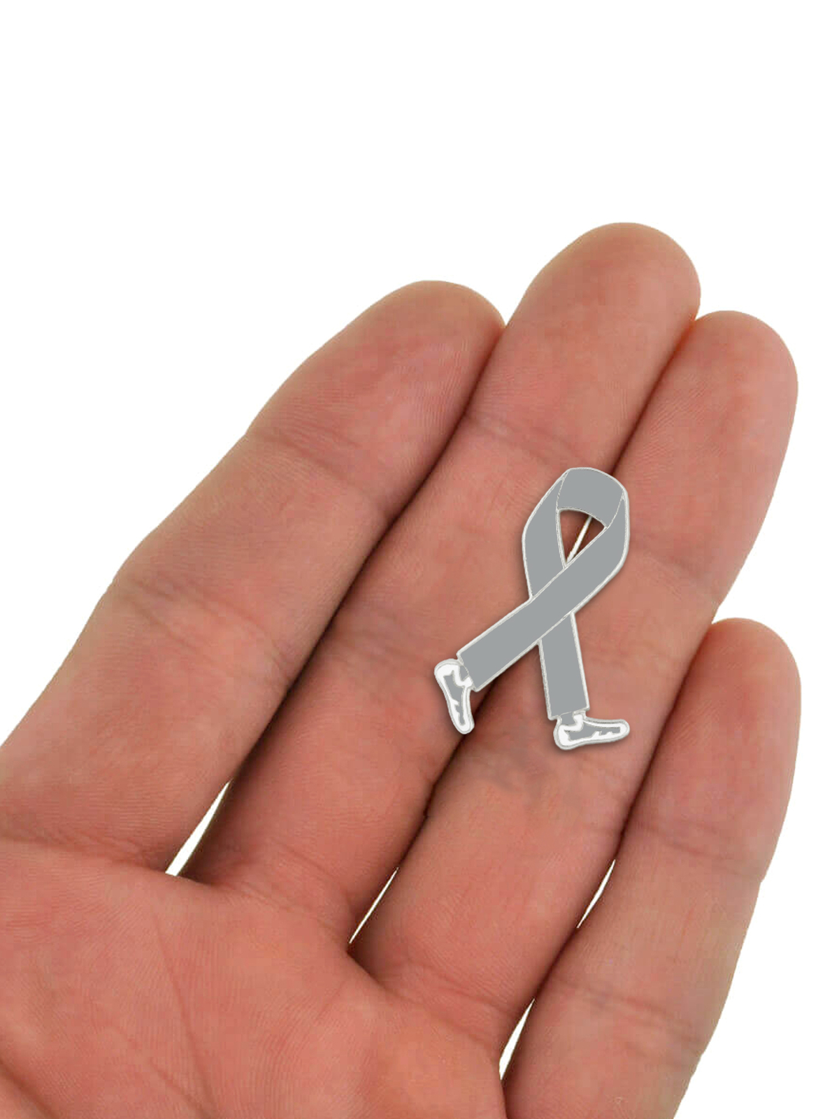 PinMart's Grey Awareness Ribbon Walk Fundraiser Enamel Lapel Enamel ...
