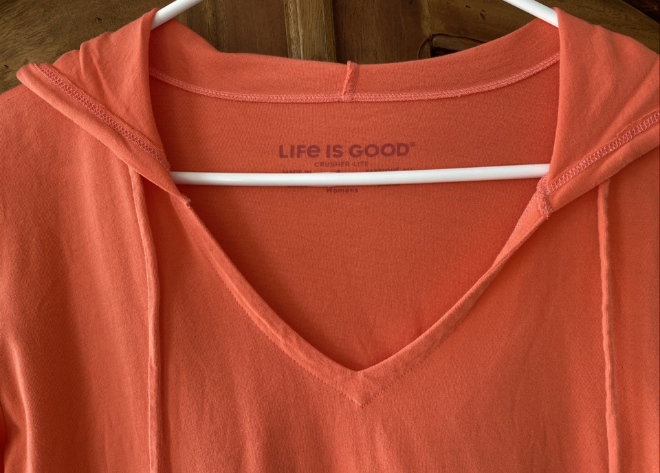 LIFE IS GOOD Crusher Lite Coral Long Sleeve Beach Sun Hoodie Pullover ...