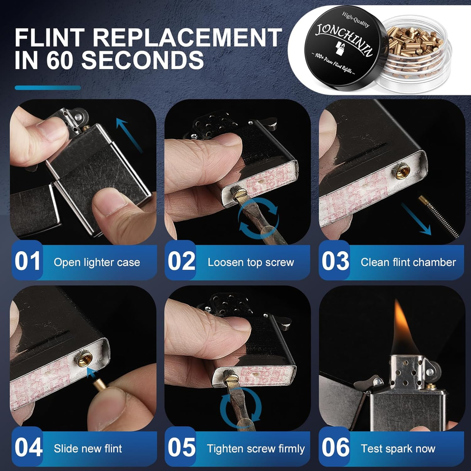 100PCS Lighter Flints Replacement Refills, Multi-Brand Zippo Clipper ...