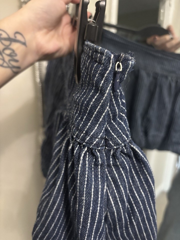 Pretty Little Thing Women’s Puffball Blue Pin Striped Mini Skirt Navy ...