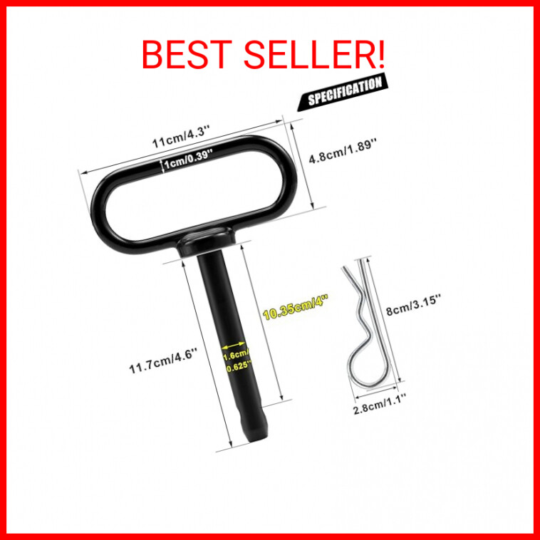 Hitch Pin 5/8 x 4 Inch Lawn Mower Trailer Hitch Pin, Trailer Gate Pin ...