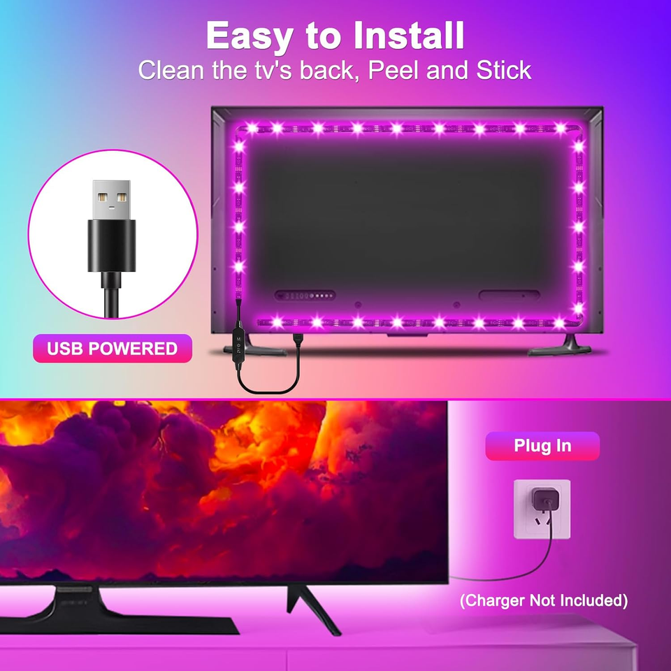 TV Back Light, 13.1Ft Led Lights for TV for 45-60 Inch TV Behind, RGB ...