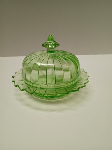 SIERRA PINWHEEL URANIUM GREEN Lidded Butter Dish. Near Mint, HTF. | eBay