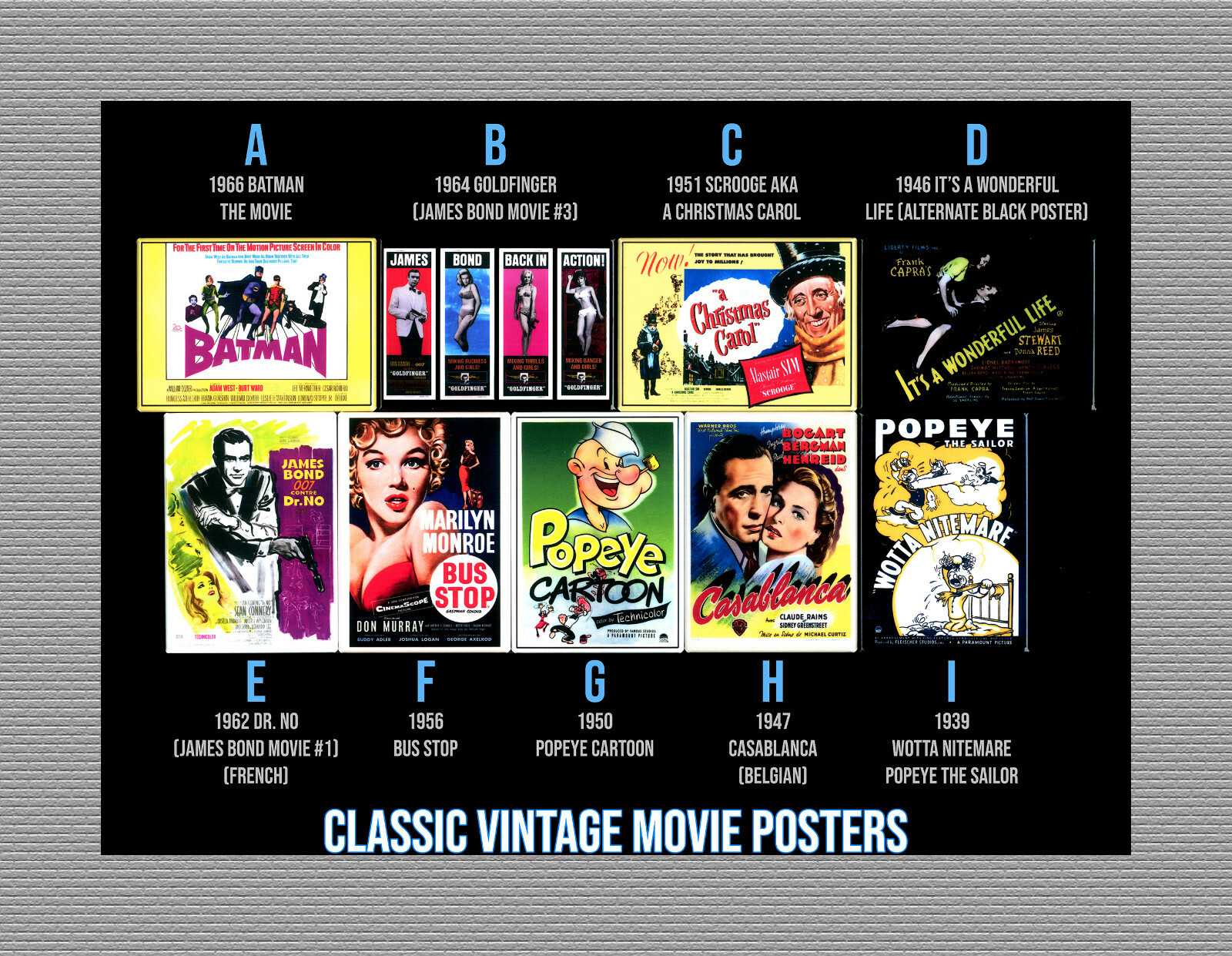 Vintage Classic Iconic Mini Movie Posters Magnet Mirror Pinback 3.5