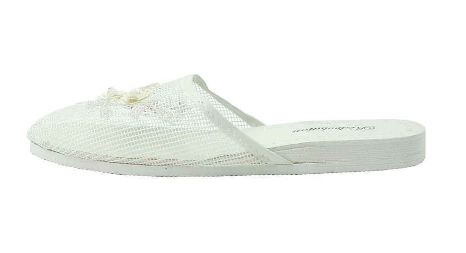 Women's Chinese Mesh Floral Beaded Sequined Slipper Flip Flop Sandals ...