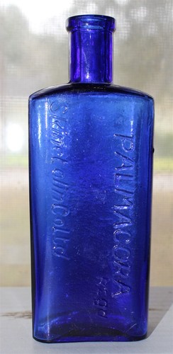 Palmacora Skinetolin Coltd Embossed cobalt blue glass antique POISON ...