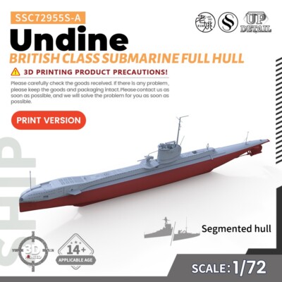 SSMODEL 1/72 Military Model Kit British Undine Class Submarine Full ...