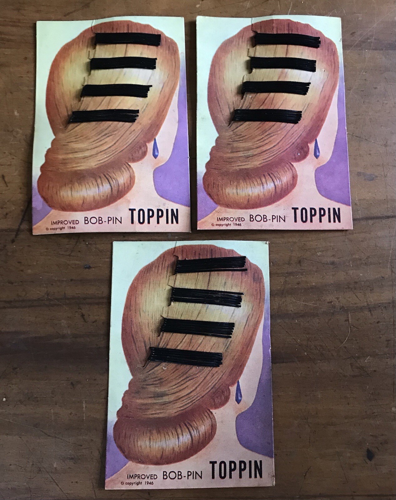 88 Packages Vintage Bobbie Pins Hair - Lady's Grip, D… - Gem