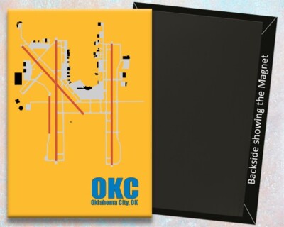 OKC Oklahoma City Airport Diagram Map Handmade 3.25" x 2.25" Magnet ...