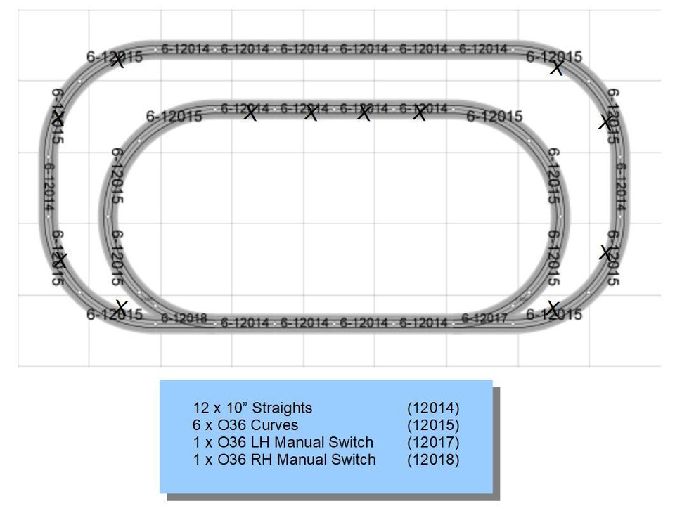 LIONEL FASTRACK 40x60 TO AN INNER & OUTER LOOP TRACK PACK ADD ON PACK O ...