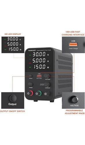 NANKADF DC power supply (0-30V,0-5A) adjustable switching bench power ...