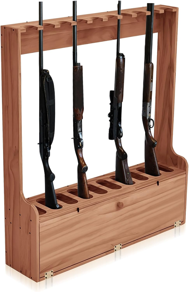Gun Rack Wooden Standing Floor Gun Display Storage Rifle Gun Garage ...