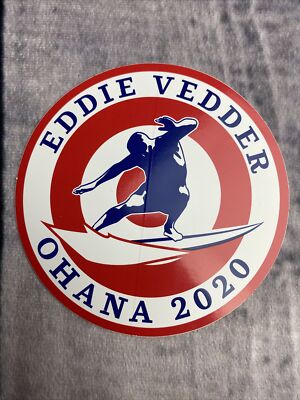 Eddie Vedder Sticker Ohana Festival 2020 Red White Surfer Round Pearl ...