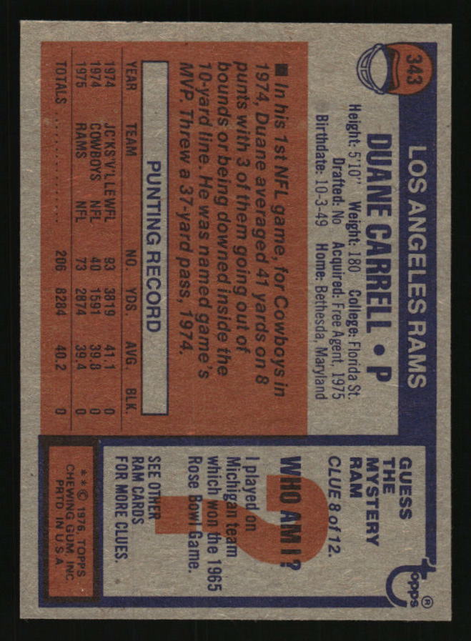 1976 Topps RC #343 Duane Carrell Rookie | eBay