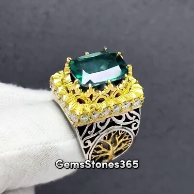 Genuine Mens Emerald Ring For Men Sterling 925 Silver Emerald Zamurd ...