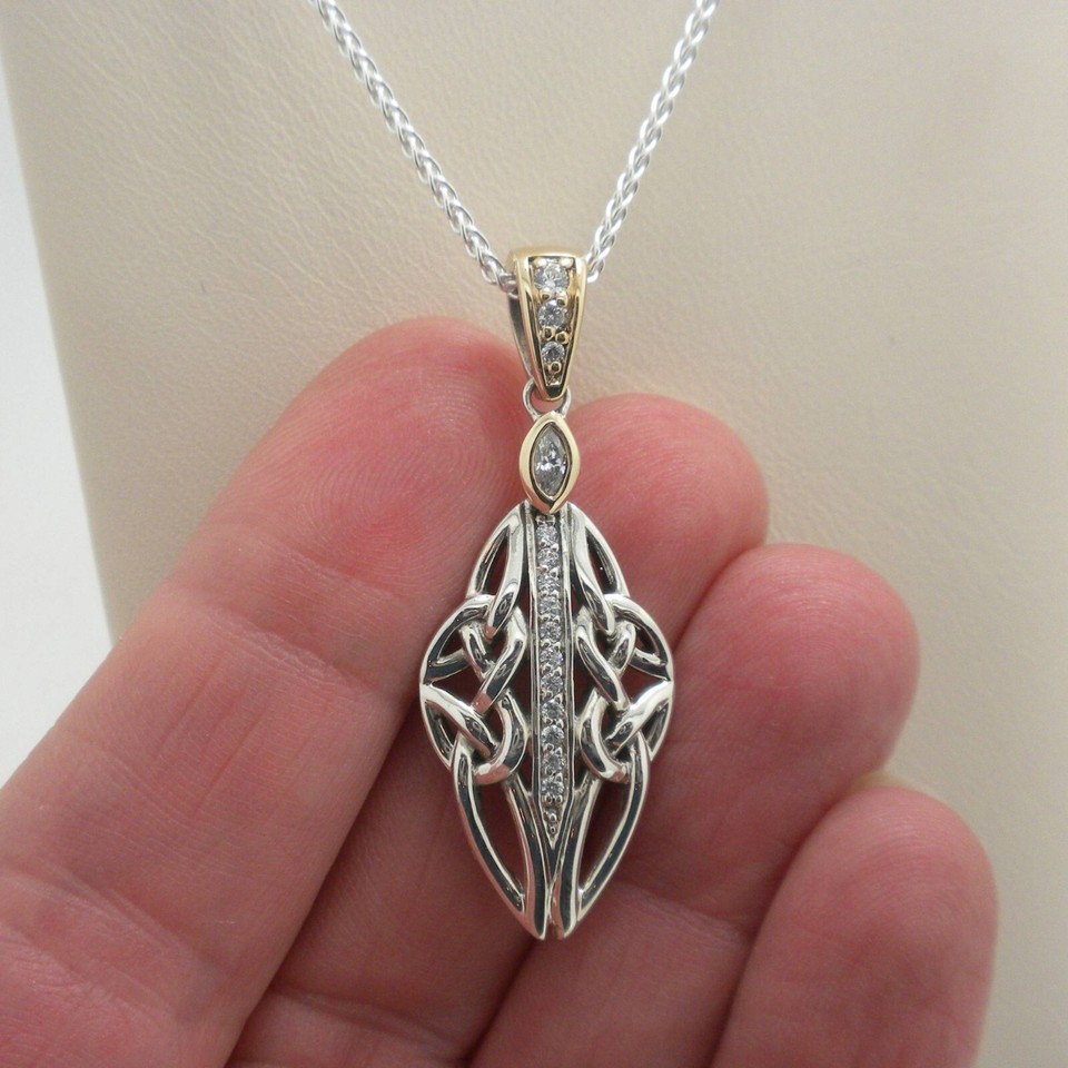 Sterling Silver & 10K Gold Samll Celtic Trinity Gateway Pendant Keith ...