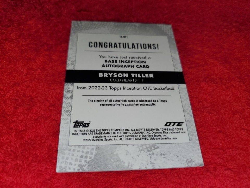 2023 TOPPS INCEPTION OVERTIME CARD OF BRYSON TILLER RC AUTO PINK 64/99 ...