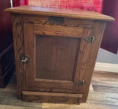 Vintage White Clad Oak Wood Ice Box Nightstand Cabinet Chest End Table ...