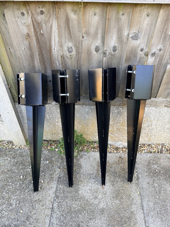 Fence Post Anchor Ground Spike Heavy Duty 4 x 4 Inches Pack of 4 Black ...