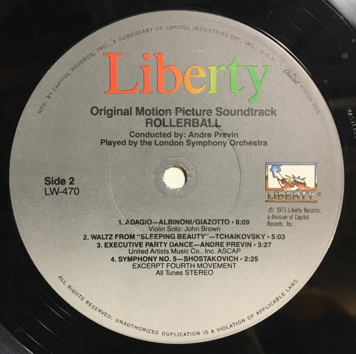 Rollerball - Original Soundtrack Recording - Andre Previn / London ...