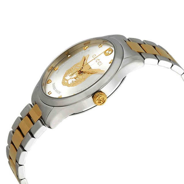Gucci YA1264074 G-timeless 38mm Silver Dial Two-tone Stainless Steel ...