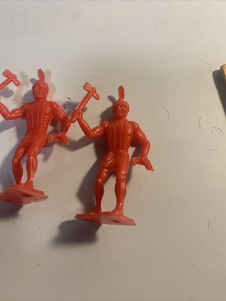 Vintage Lot of 26 Red Plastic Indians 54mm MPC Marx ? | eBay