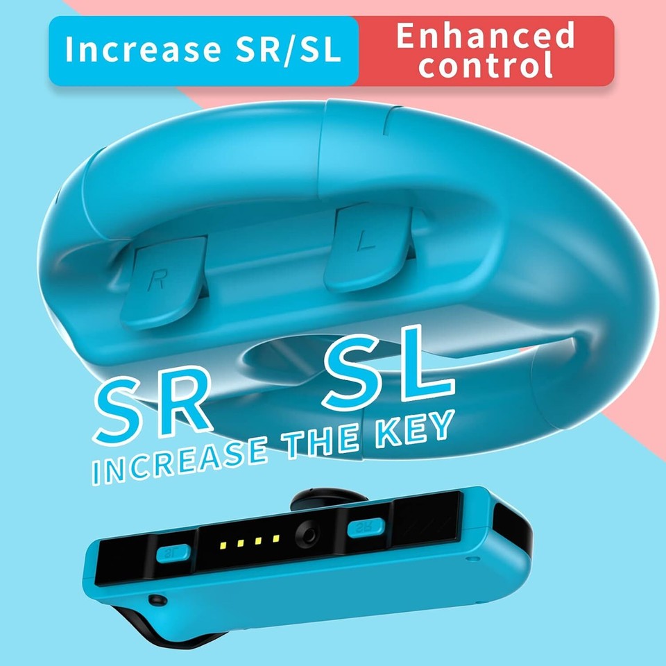 2 PCS Grips for Joy Con and 2 PCS Steering Wheel Compatible for ...