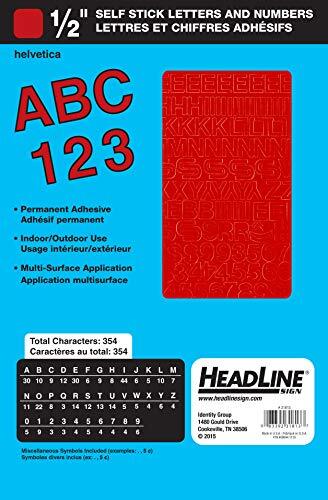 Headline Sign 31813 Stick-On Vinyl Letters and Numbers Red 1/2-Inch | eBay