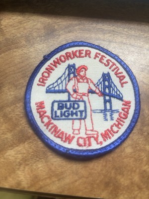 Ironworker Festival Mackinaw MI PATCH RARE 3” Vtg 70s 80s Retro Bud ...