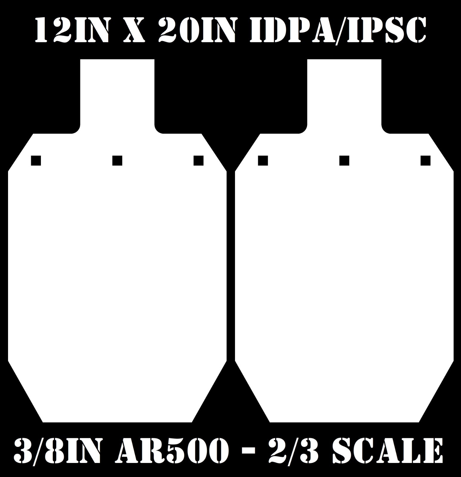 12x20 IDPA AR500 Gong Shooting Target - 3/8in Rifle Target - 2pc. Steel ...