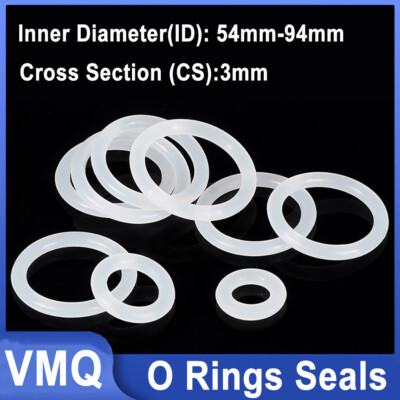 Food Grade O-Ring 3mm Cross Section Clear Silicone Rubber O Rings 54mm ...