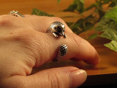 Hedgehog Ring - Adjustable Wrap Ring Silver Bronze Animal Pet Jewelry ...