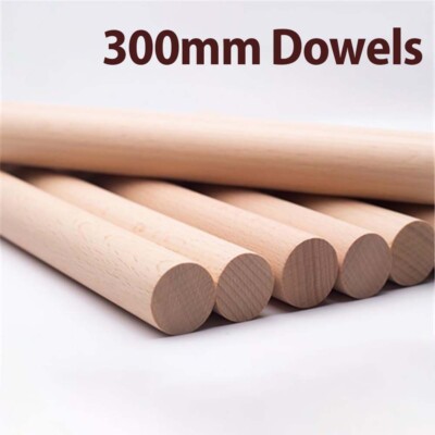 BEECH DOWELS ROUND NATURAL DOWEL ART + CRAFT STICKS -300 MM LONG,DIAMETER 3-60MM | eBay UK