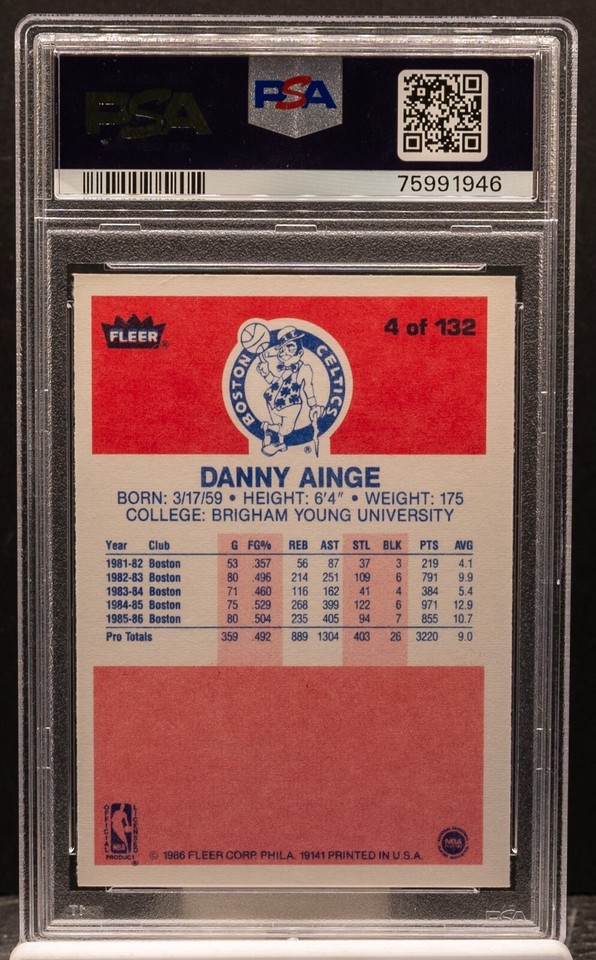 75991946 DANNY AINGE 1986 Fleer #4 Boston Celtics PSA 8 | eBay
