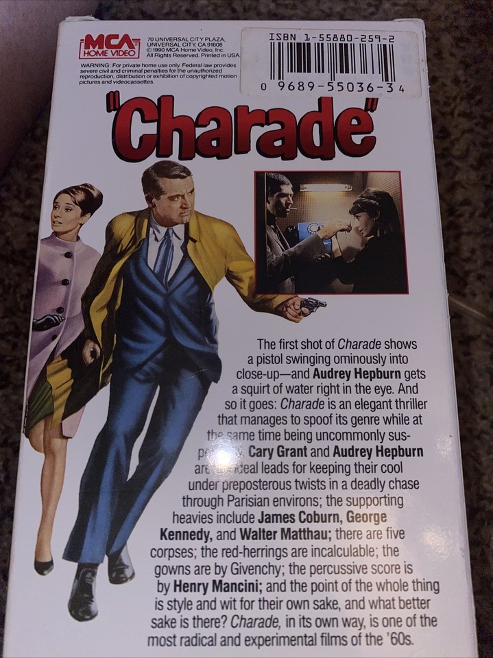 Charade VHS, MCA Home Video, Cary Grant, Audrey Hepburn, James Coburn ...