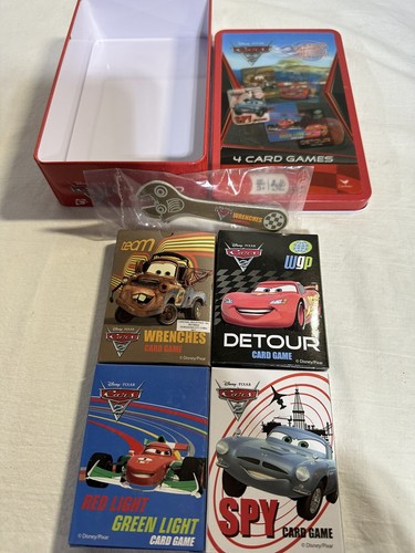 Disney Pixar CARS 2 Card Games in Tin 4 Different Games with 4 Decks ...