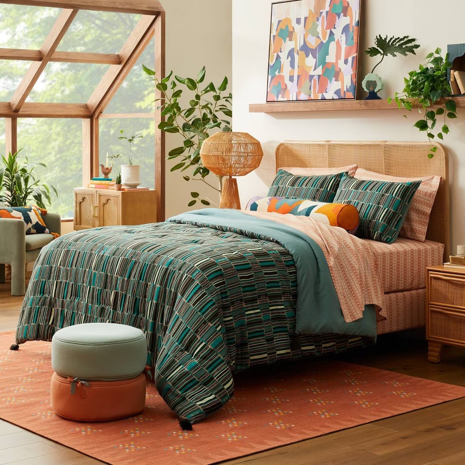 Full/Queen Jungalow Sun in Water Comforter & Sham Set Teal Opalhouse | eBay
