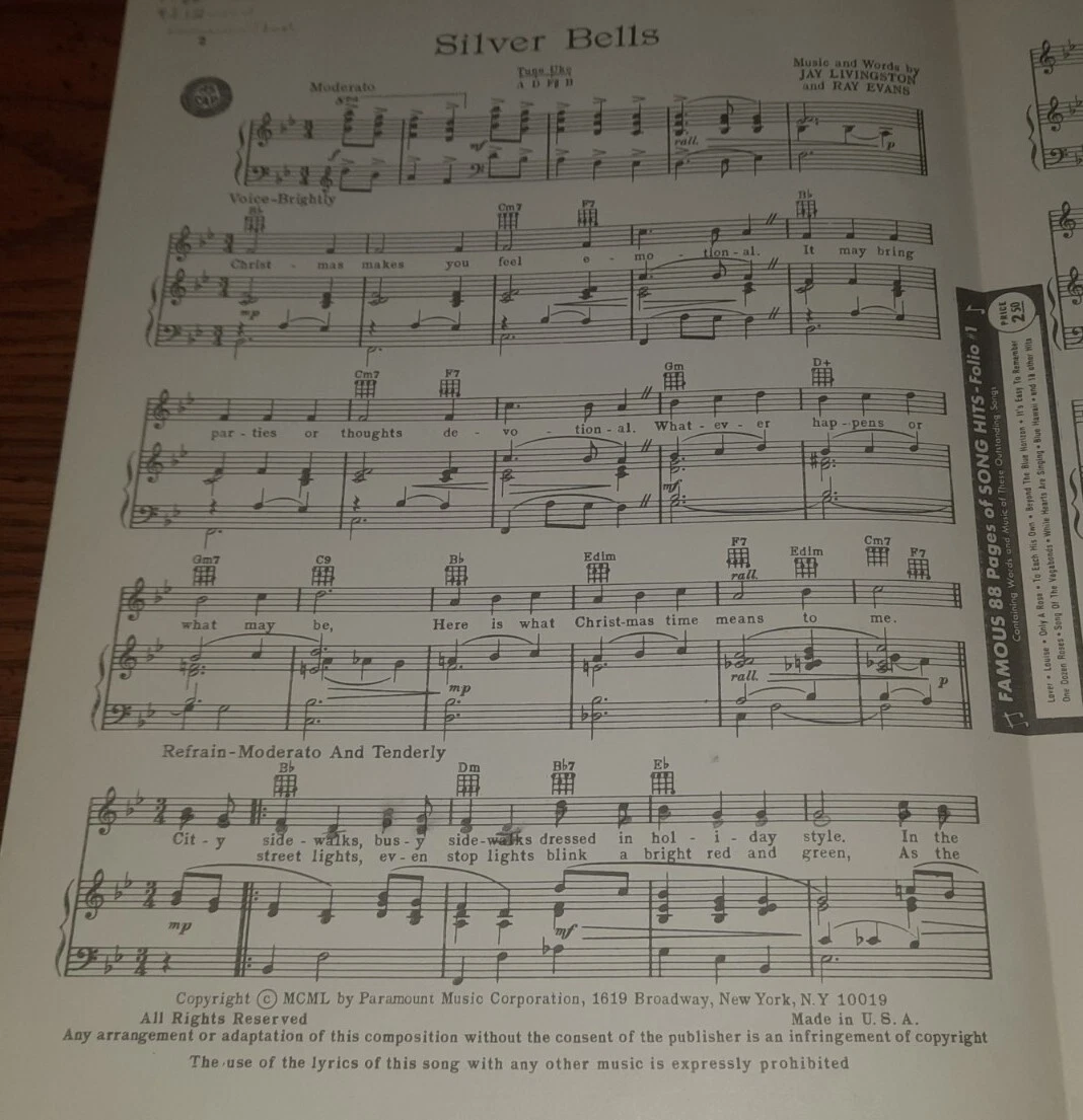Silver Bells Sheet Music With Lyrics