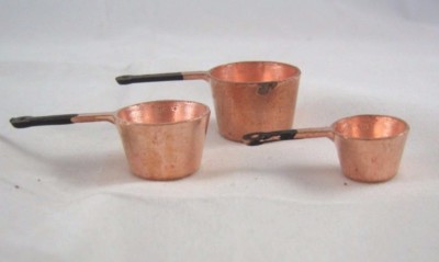 Copper Pot Set kitchen dollhouse miniatures 3pc G8181 1/12 scale metal ...