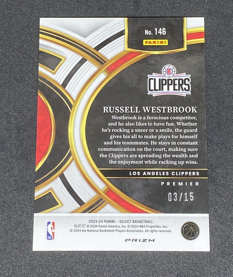 Russell Westbrook 2023-24 Select Premier Pulsar Neon Orange SSP /15 ...
