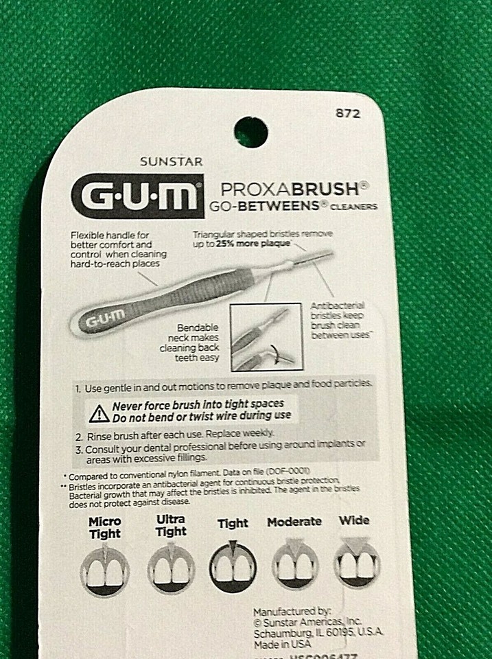Sunstar GUM Go-betweens Proxabrush Ultra Tight Cleaners - Green (10 ...