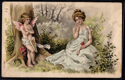 BZ163 BEAUTIFUL LADY WOMAN CUPID ANGEL HEARTS Embossed | eBay