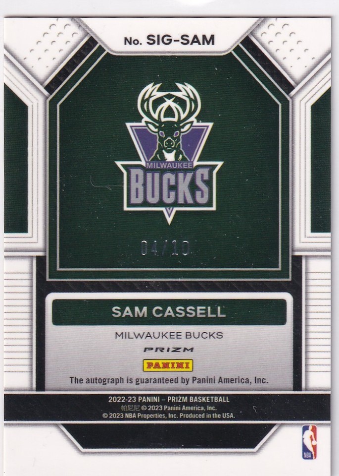 2022-23 Panini NBA Prizm No. Sig-Sam Sam Cassell Gold Auto Signatures 4 ...
