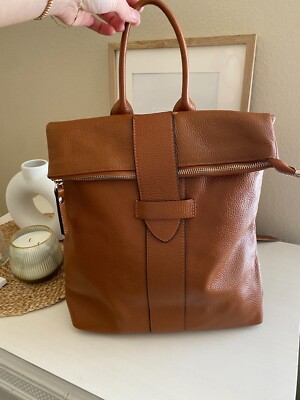 Beautiful Vera Pelle Genuine Italian Pebbled Leather Backpack In Cognac ...