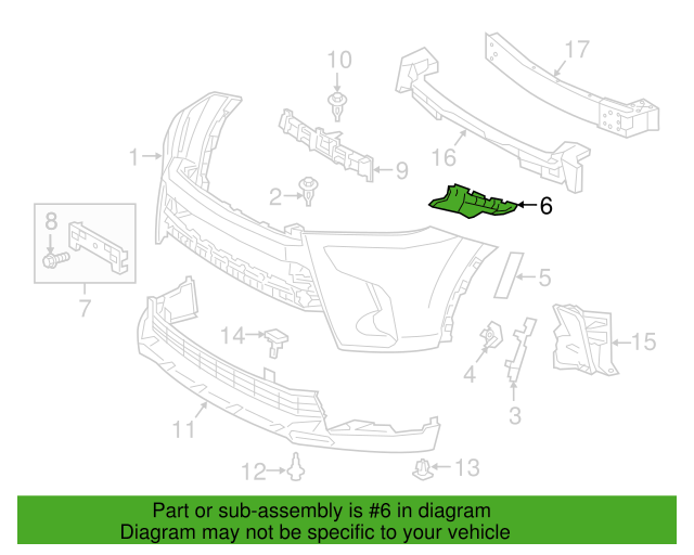 GENUINE TOYOTA 17-19 HIGHLANDER LEFT FRONT BUMPER COVER SIDE SUPPORT ...