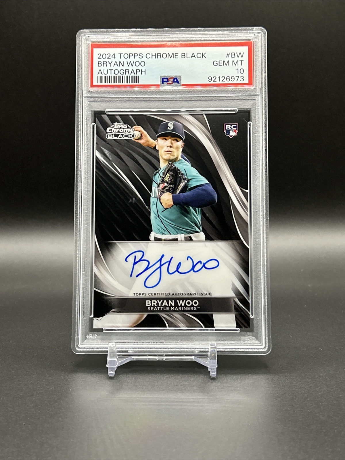 2024 Topps Chrome Black BRYAN WOO RC Auto Mariners Rookie - PSA 10 GEM ...