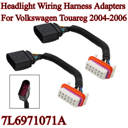 7L6971071A 2x Headlight Wiring Harness Adapters for Volkswagen Touareg ...