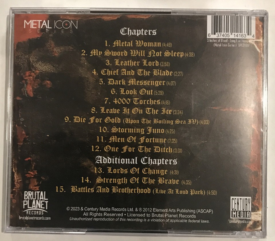 3 Inches Of Blood – Long Live Heavy Metal CD 2023 Brutal Planet [SEALED ...