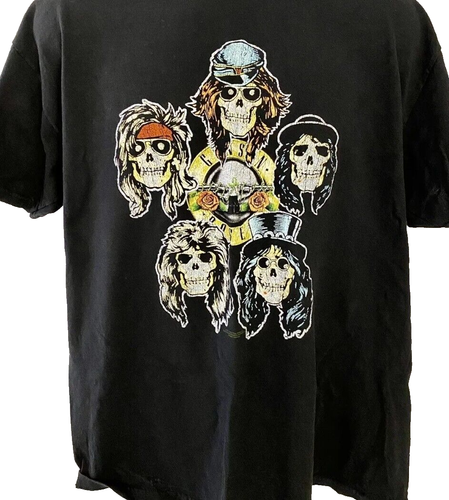 Guns n Roses Band Skulls Black Graphic T Shirt Tag Cut | eBay