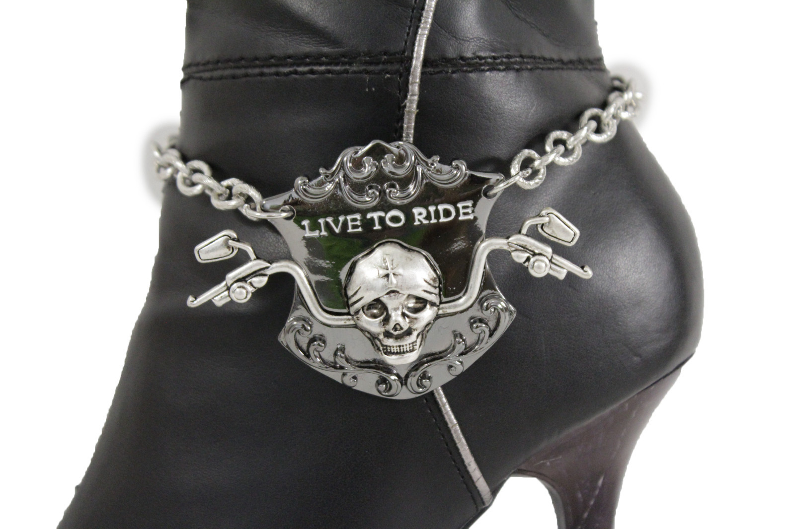 Women Boot Bracelet Silver Metal Chain Anklet Shoe Charm Live Ride ...